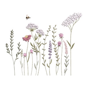 Wildflower Meadow Machine Embroidery Design Set No.2, Botanical Flower ...