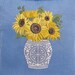 Chinoiserie Sunflower Machine Embroidery Design, Blue and White ...