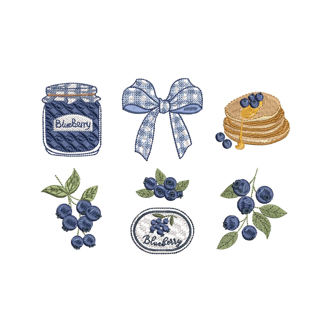 Blueberry Jam Machine Embroidery Design Bundle, Instant Zip File ...