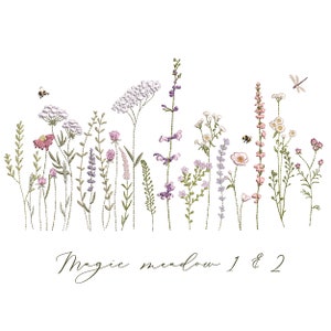 Wildflower Meadow Machine Embroidery Design Set No.2, Botanical Flower ...
