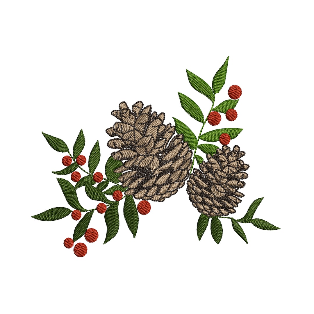 Christmas Pine Cone Machine Embroidery Design, Pattern Mistletoe ...