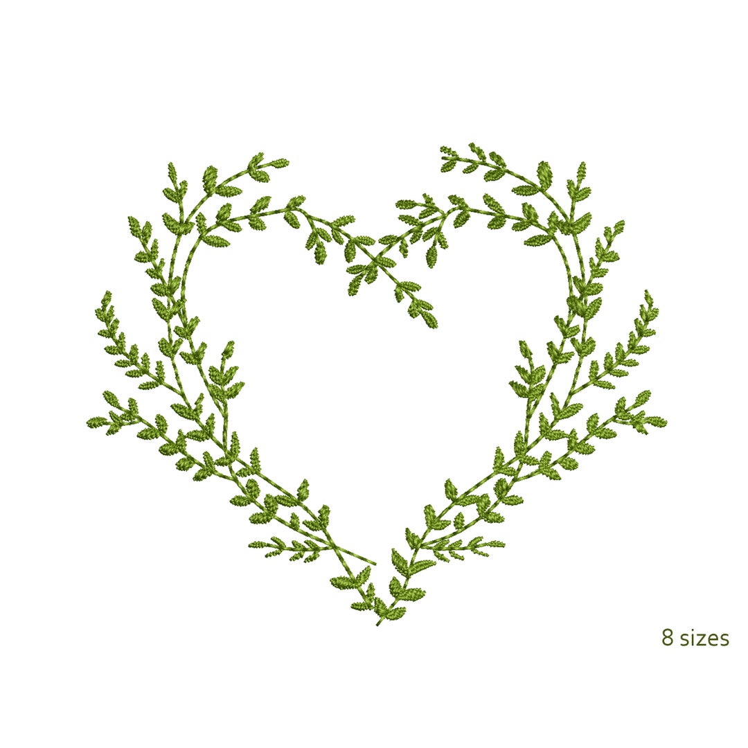 Green Heart Machine Embroidery Design, Easter Floral Botanical Love ...