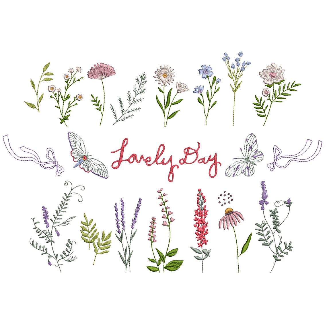 Lovely Day Machine Embroidery Design Bundle, Wild Flower Floral ...
