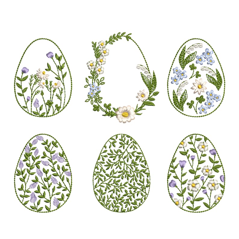 Easter Flower Egg Set Machine Embroidery Design, Spring Chinoiserie ...