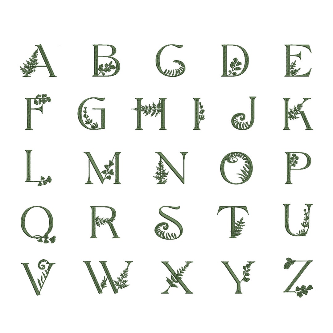 Unique Fern Font Alphabet Monogram Machine Embroidery Design, Script ...