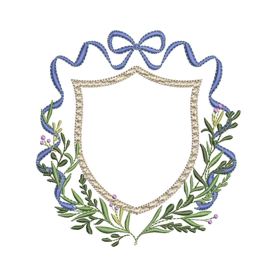 Modern Vintage Monogram Wreath Crest Machine Embroidery Design, Pattern ...