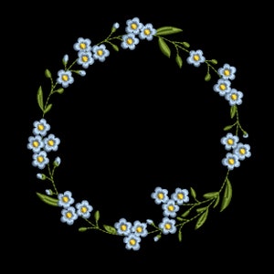 Forget-me-not Flower Wreath for Machine Embroidery Design, Botanical ...