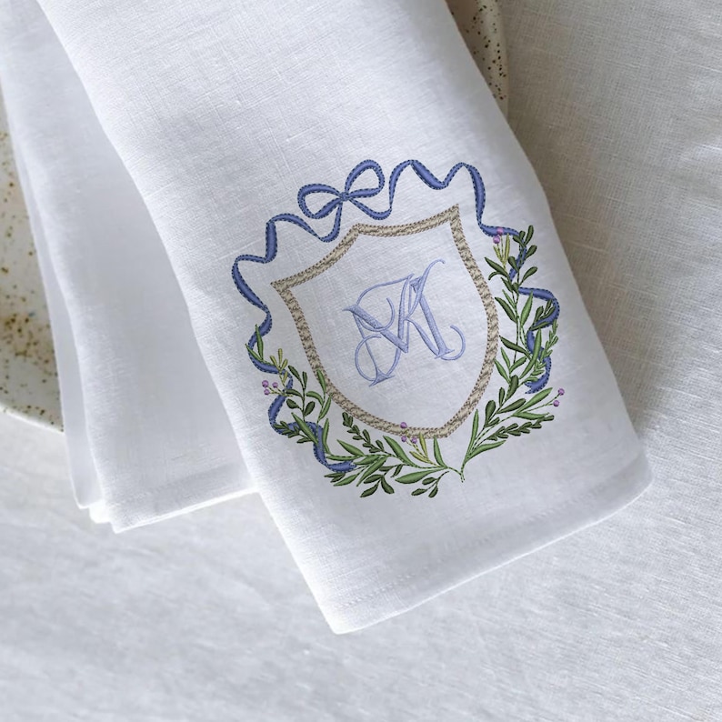 Modern Vintage Monogram Wreath Crest Machine Embroidery Design, Pattern ...