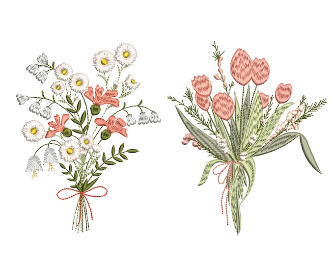 Wildflowers Machine Embroidery Design, Botanical Flower Pattern Instant ...