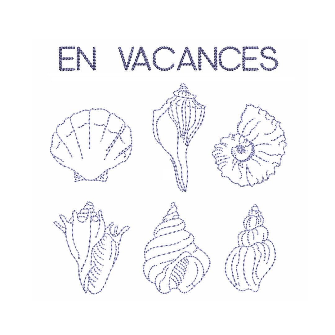 On Vacation Sea Shell Machine Embroidery Design Collection, Shells ...