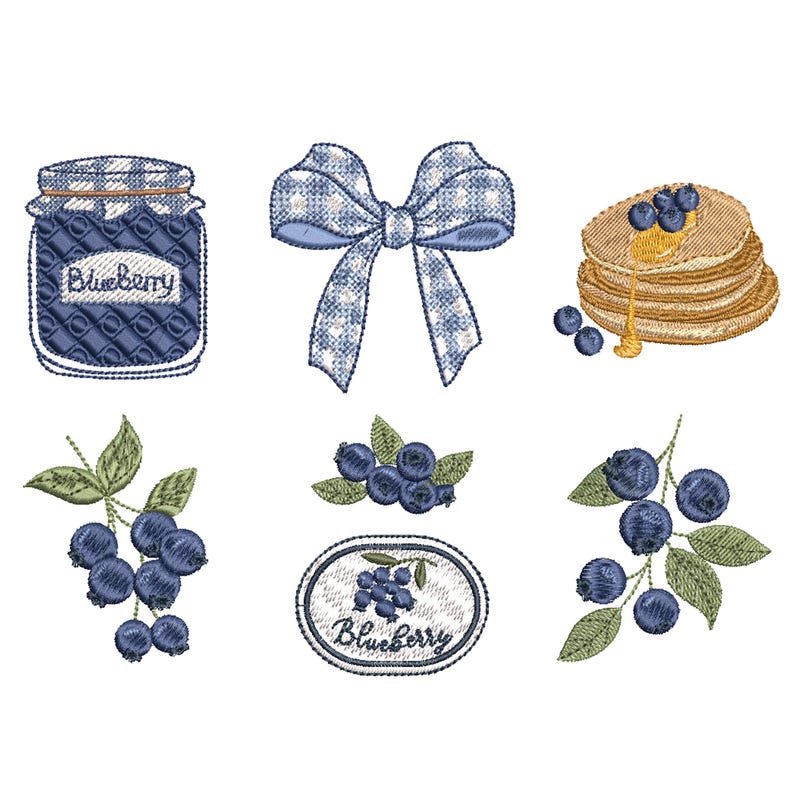 Blueberry Jam Machine Embroidery Design Bundle, Instant Zip File ...