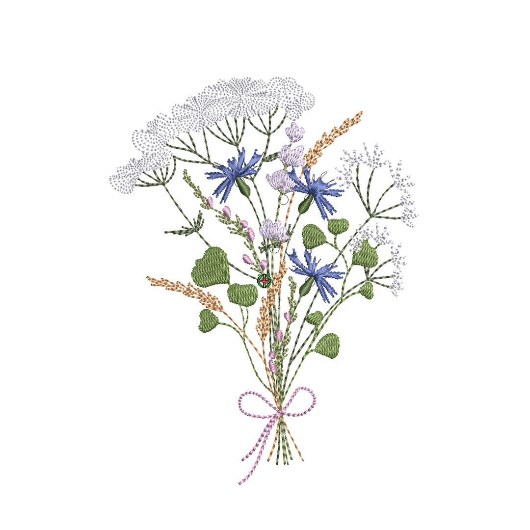 Cornflower Flower Bouquet Machine Embroidery Design, Floral Botanical ...