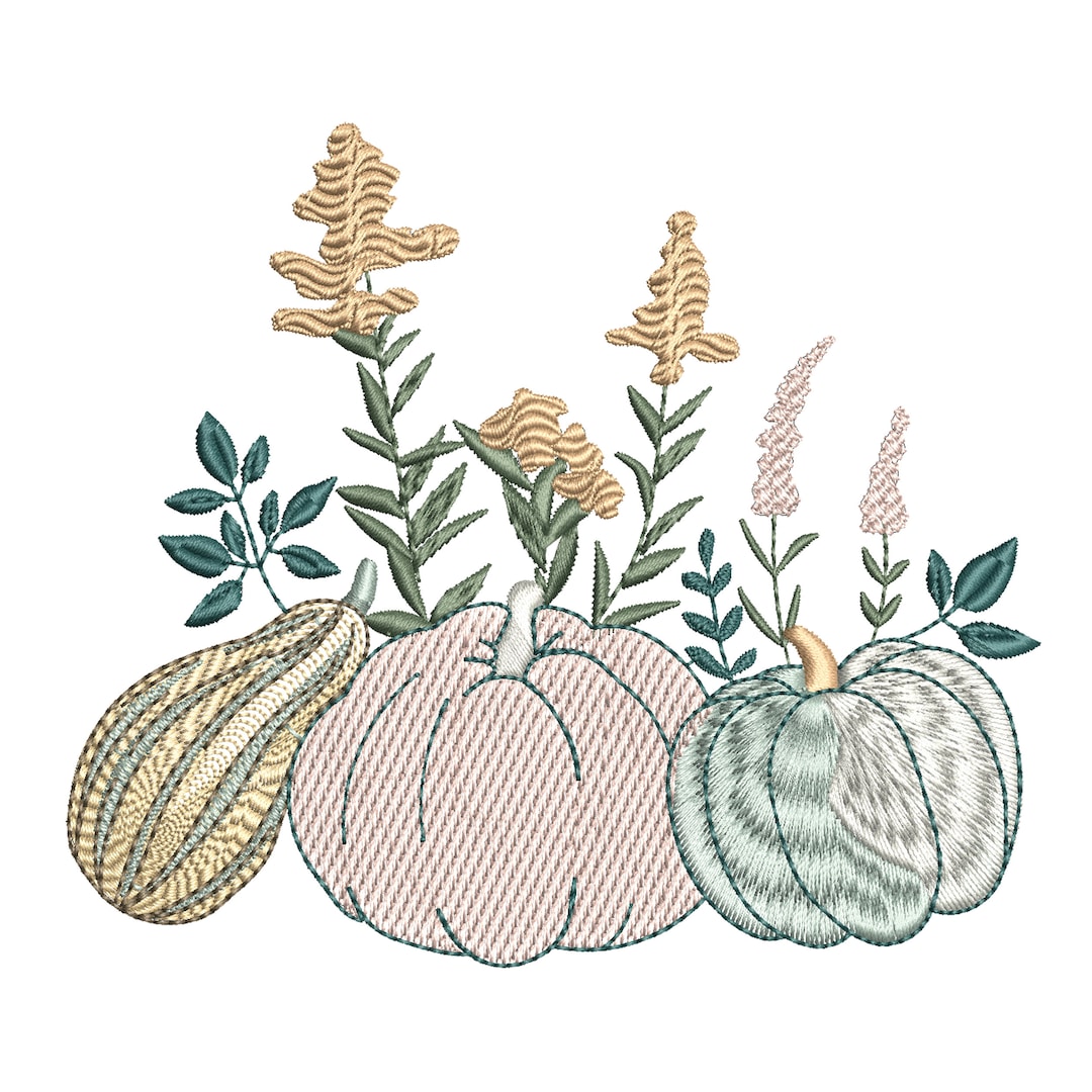 Thanksgiving Pumpkins Machine Embroidery Design, Garden Wildflower ...