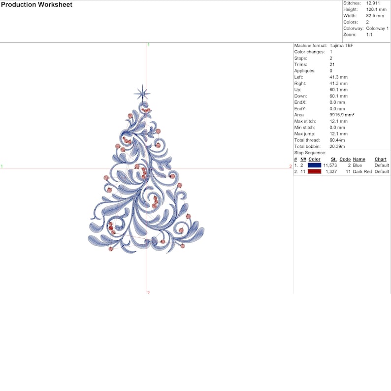 3 Chinoiserie Christmas Trees Machine Embroidery Design, Winter Holiday ...