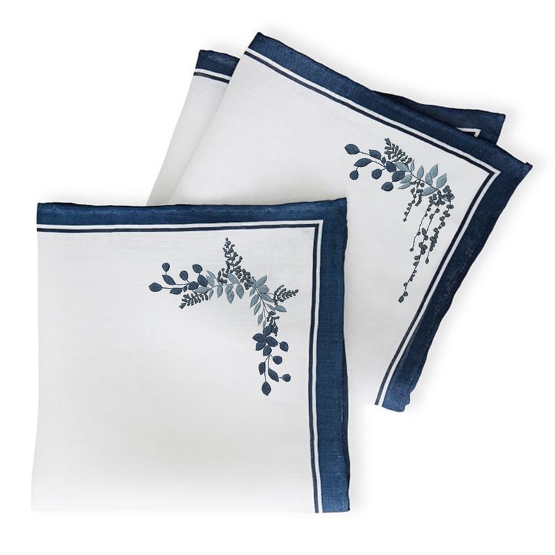 Eucalyptus Fern Border, Corner and Branch for Machine Embroidery Design ...