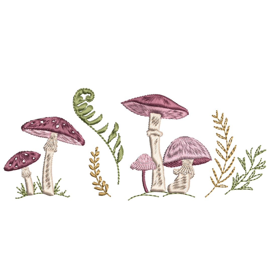 Moon Mushroom II Border Machine Embroidery Design, Pattern Instant ...