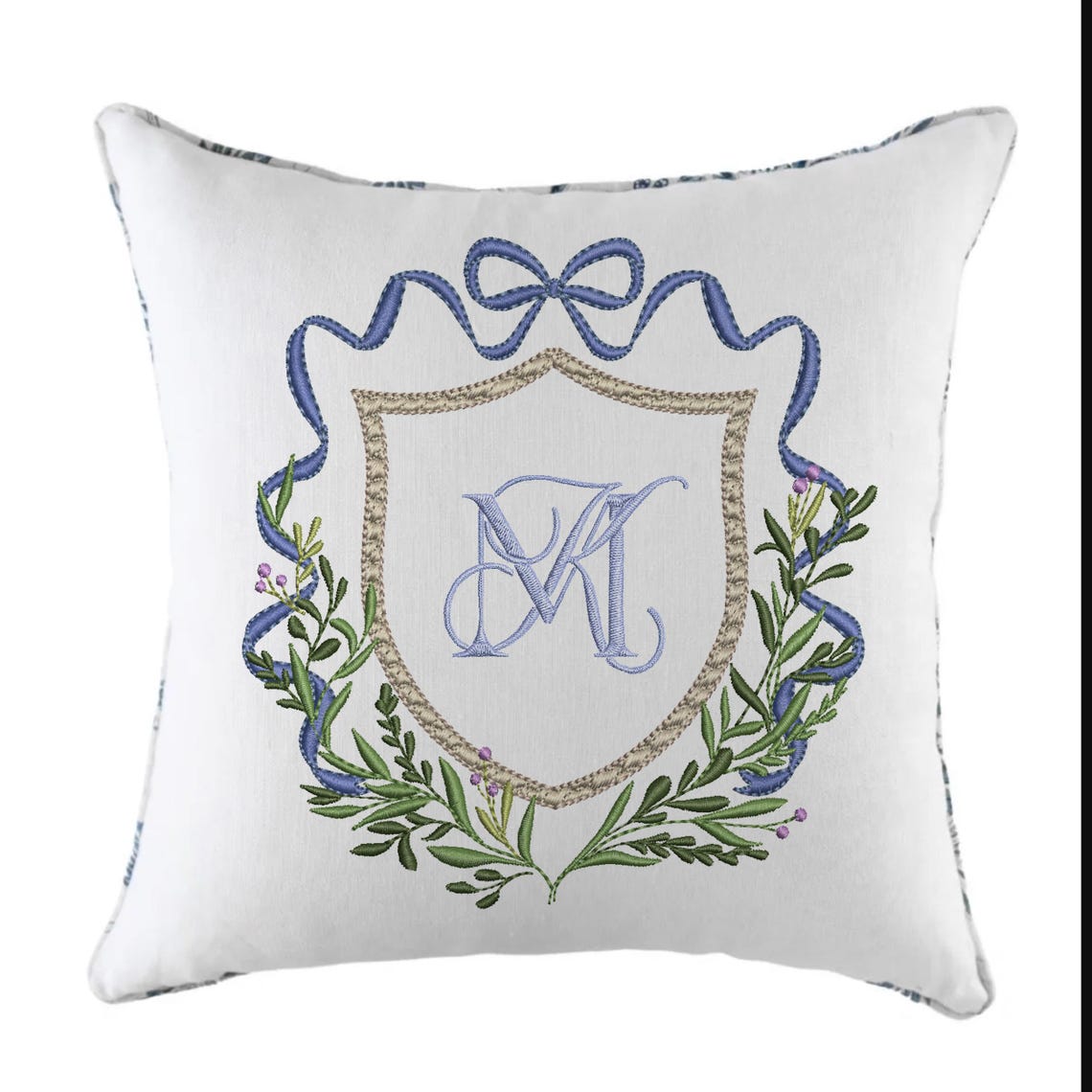 Modern Vintage Monogram Wreath Crest Machine Embroidery Design, Pattern ...