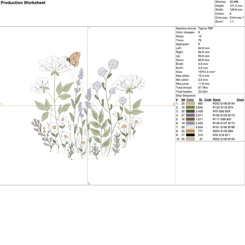 Wildflowers Machine Embroidery Design, Botanical Flower Pattern Instant ...