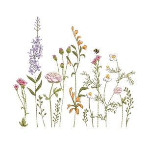 Wildflower Meadow No.3 Machine Embroidery Design, Botanical Flower ...