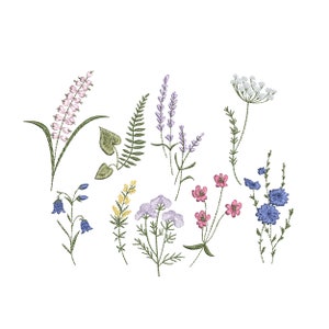 9 Wild Flower Machine Embroidery Designs, Floral Botanical Mini Tiny ...