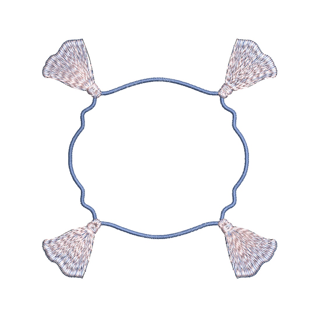 Chinoiserie Tussel Frame Machine Embroidery Design, Blue and White ...