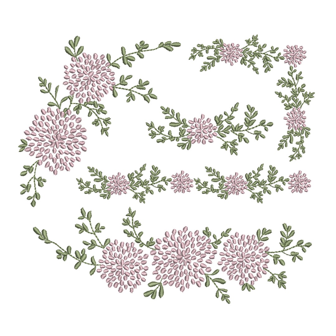 Hydrangea Flower Monogram Border Machine Embroidery Design Bundle ...