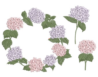 Chinoiserie Tulip and Hydrangea Vase Machine Embroidery Design Set ...