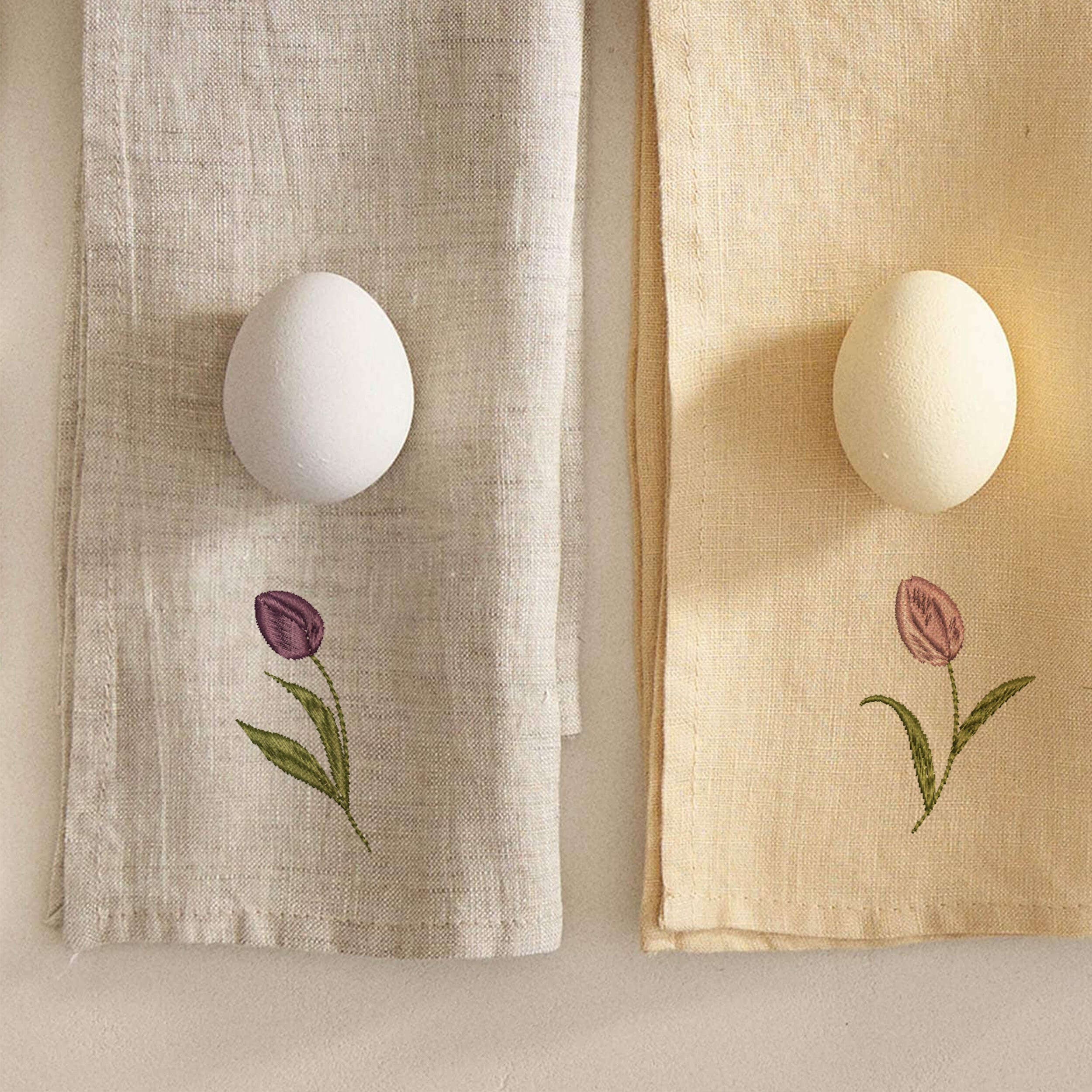 Tulip Flower Wreath Border and Bunny Machine Embroidery - Etsy