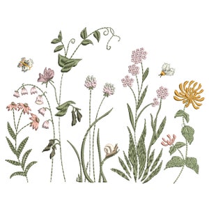 Fairy Wildflower Meadow Machine Embroidery Design Botanical - Etsy Israel