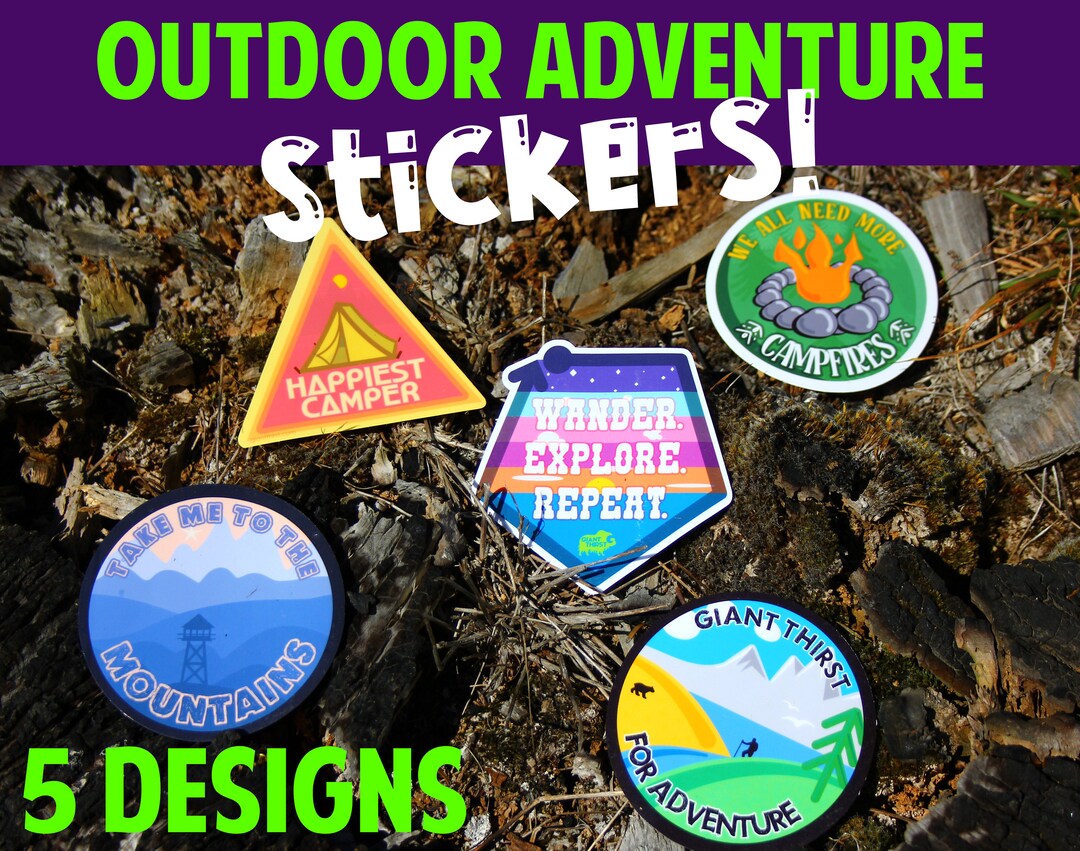 Outdoor Adventure Stickers; Nature Stickers; 5 Designs - Etsy