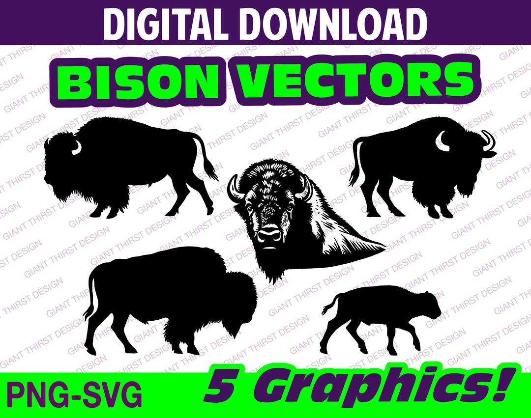 Bison Vectors; Bison SVG, Bison PNG, American Bison Clipart - Etsy
