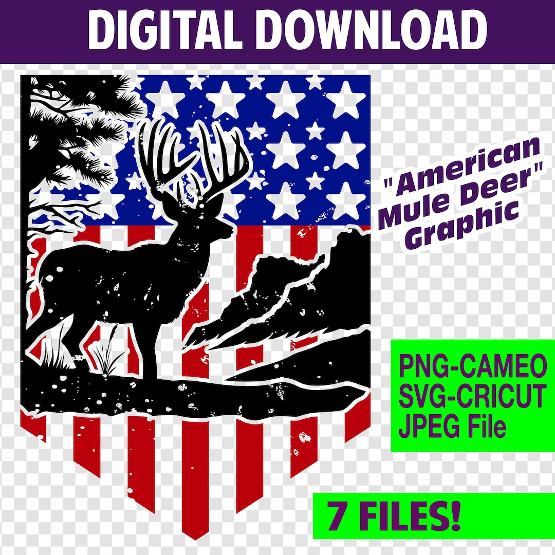 American Mule Deer Graphic; American Flag; Mule Deer Graphic; PNG; SVG ...