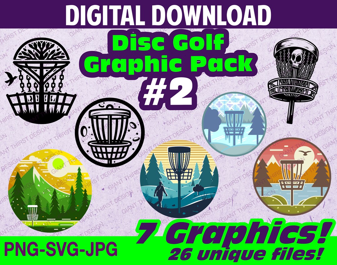 Disc Golf Graphic Pack 2; Disc Golf Vectors; Disc Golf Clipart; PNG ...