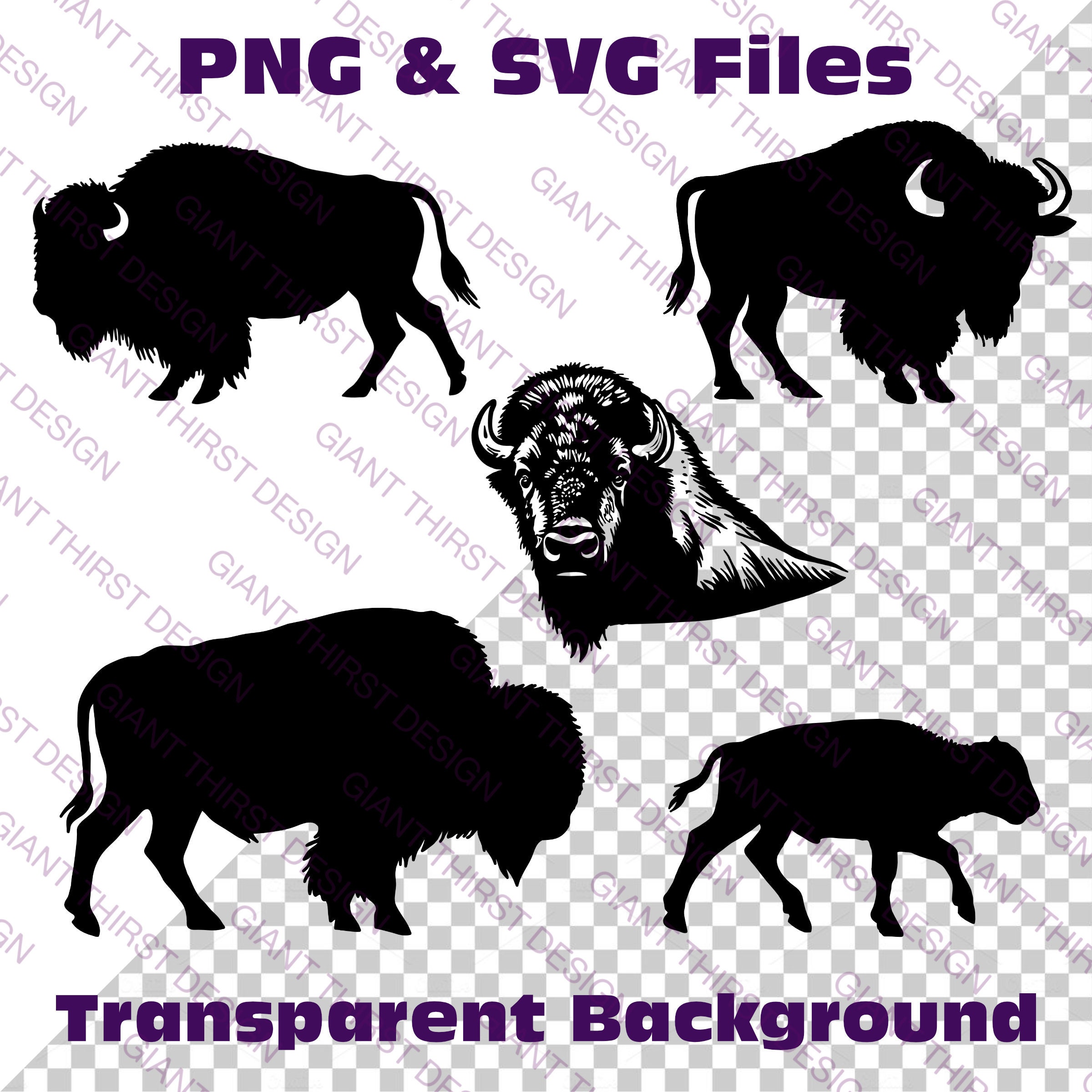 Bison Vectors; Bison SVG, Bison PNG, American Bison Clipart - Etsy