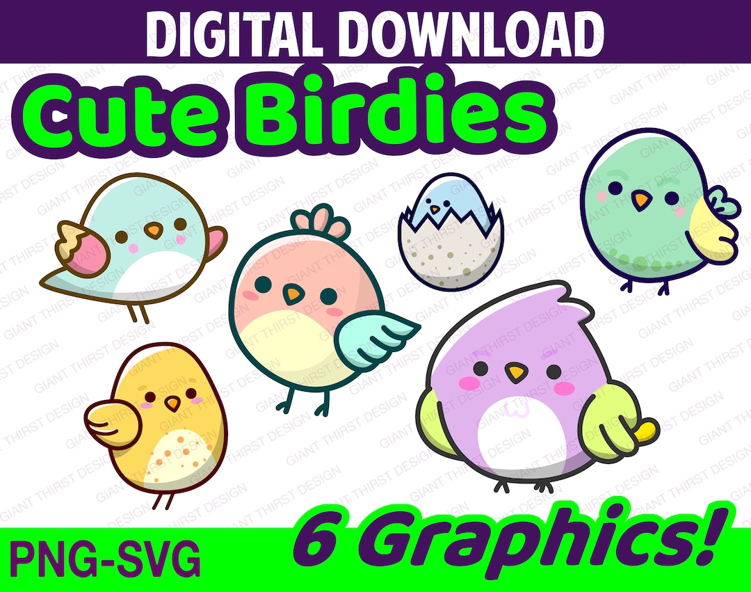 Cute Bird Graphics; Bird PNG, Bird SVG; Cutie Birds; Adorable Bird ...