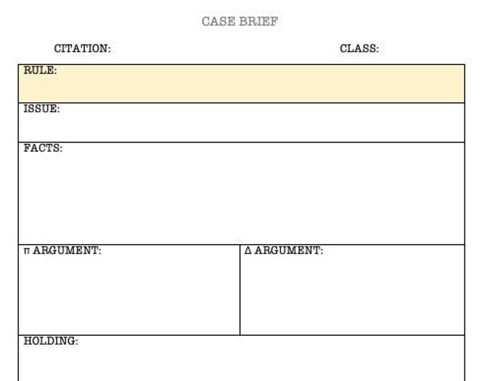 Law School Case Brief Template - Etsy
