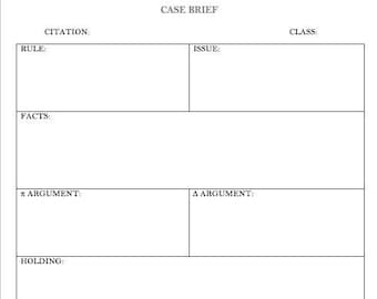 Law School Case Brief Template - Etsy