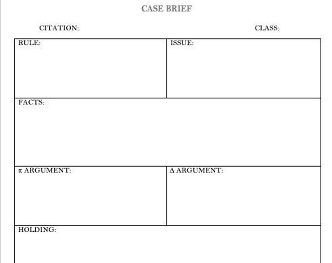 Law School Case Brief Template Basic - Etsy