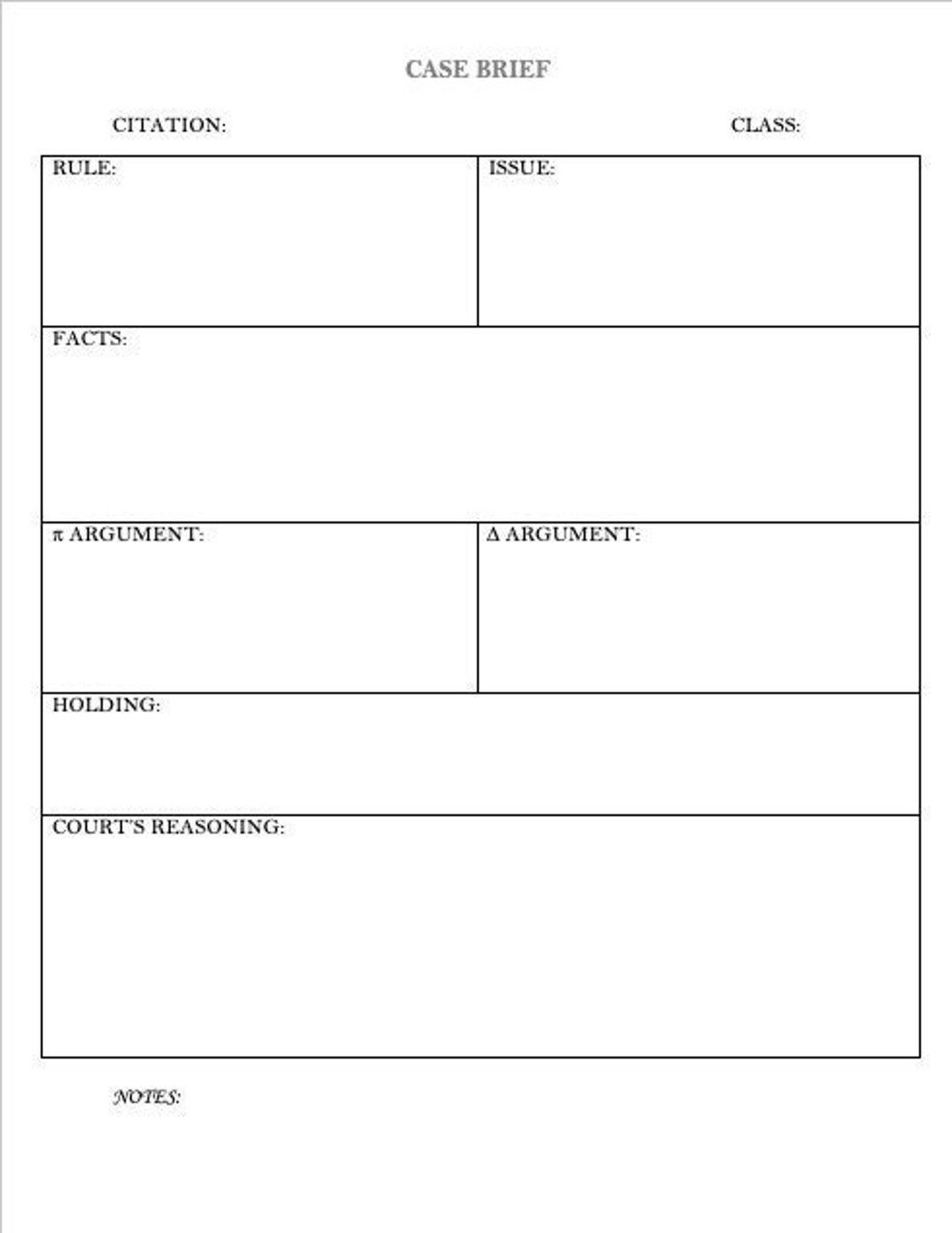 Law School Case Brief Template - Basic - Etsy