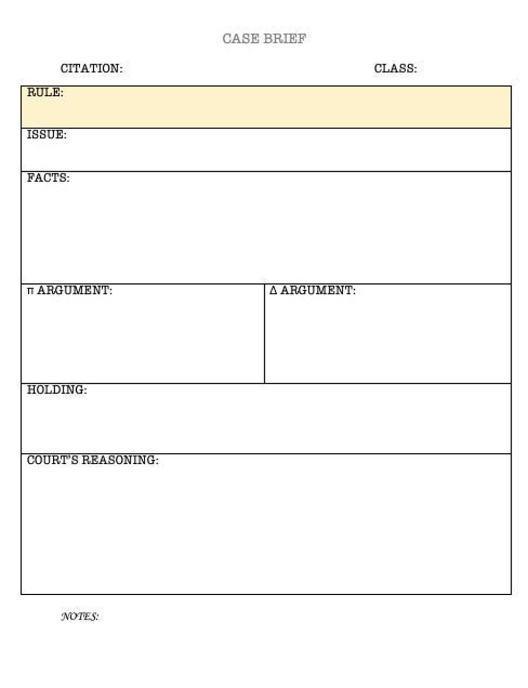Law School Case Brief Template - Etsy