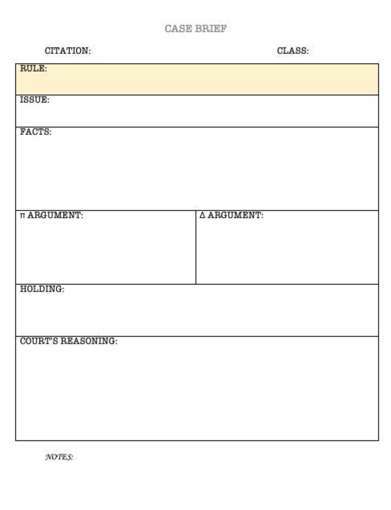 Law School Case Brief Template - Etsy