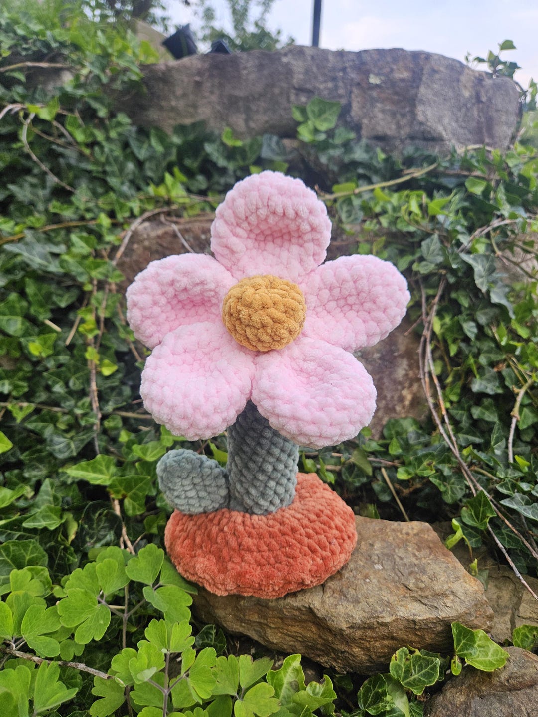 Crochet Pink Flower, Amigurumi Plushies, Soft Stuffies Ooak ...