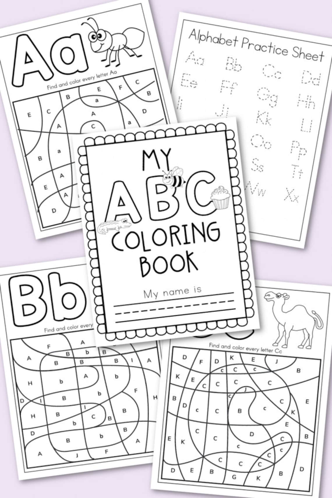 Printable Alphabet Coloring Book Set, ABC Coloring Pages Bundle ...