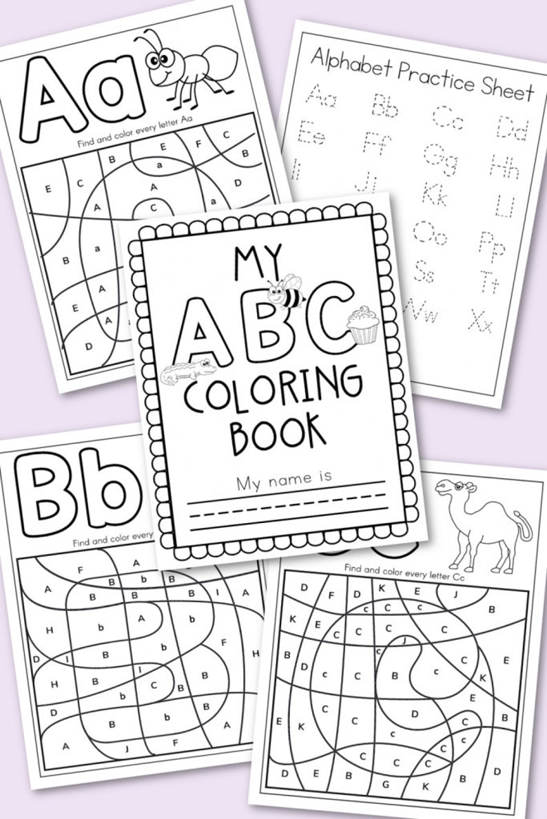 Printable Alphabet Coloring Book Set, ABC Coloring Pages Bundle ...