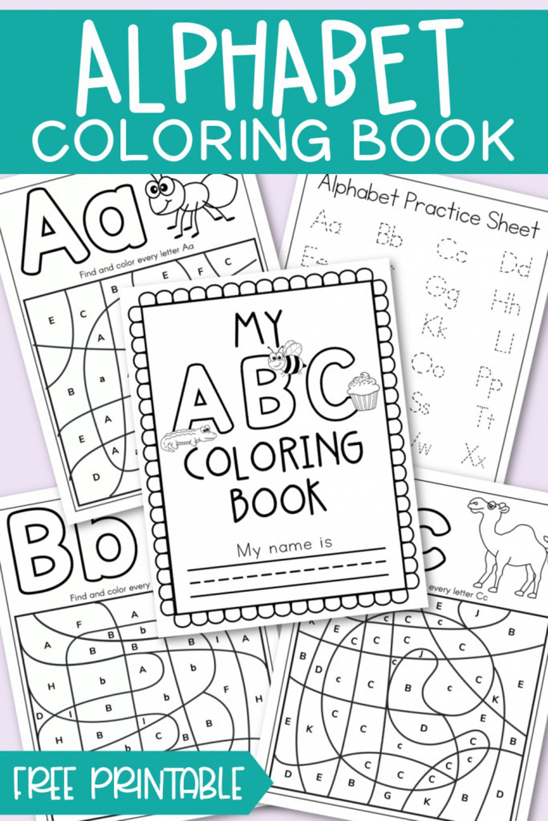 Printable Alphabet Coloring Book Set, ABC Coloring Pages Bundle ...