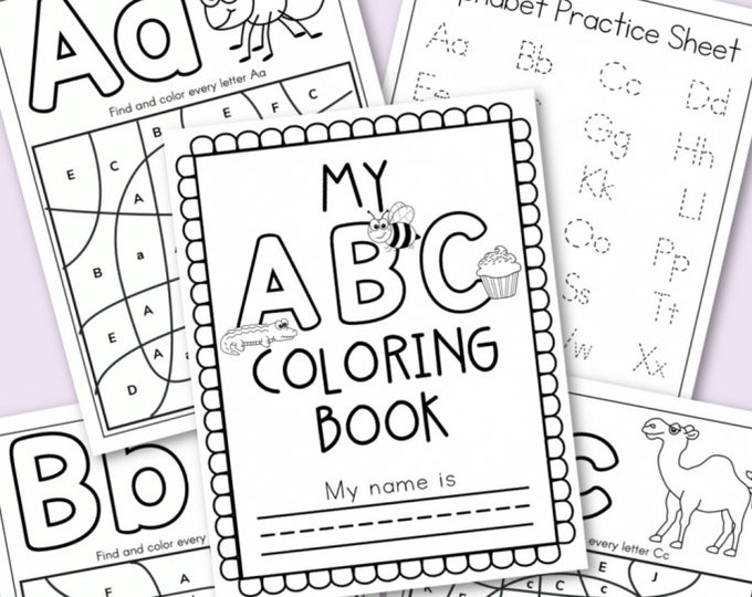 Printable Alphabet Coloring Book Set, ABC Coloring Pages Bundle ...