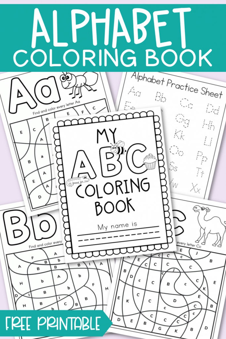 Printable Alphabet Coloring Book Set, ABC Coloring Pages Bundle ...