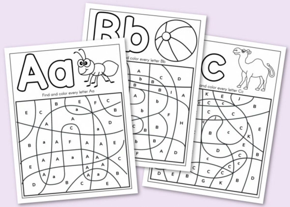 Printable Alphabet Coloring Book Set, ABC Coloring Pages Bundle ...
