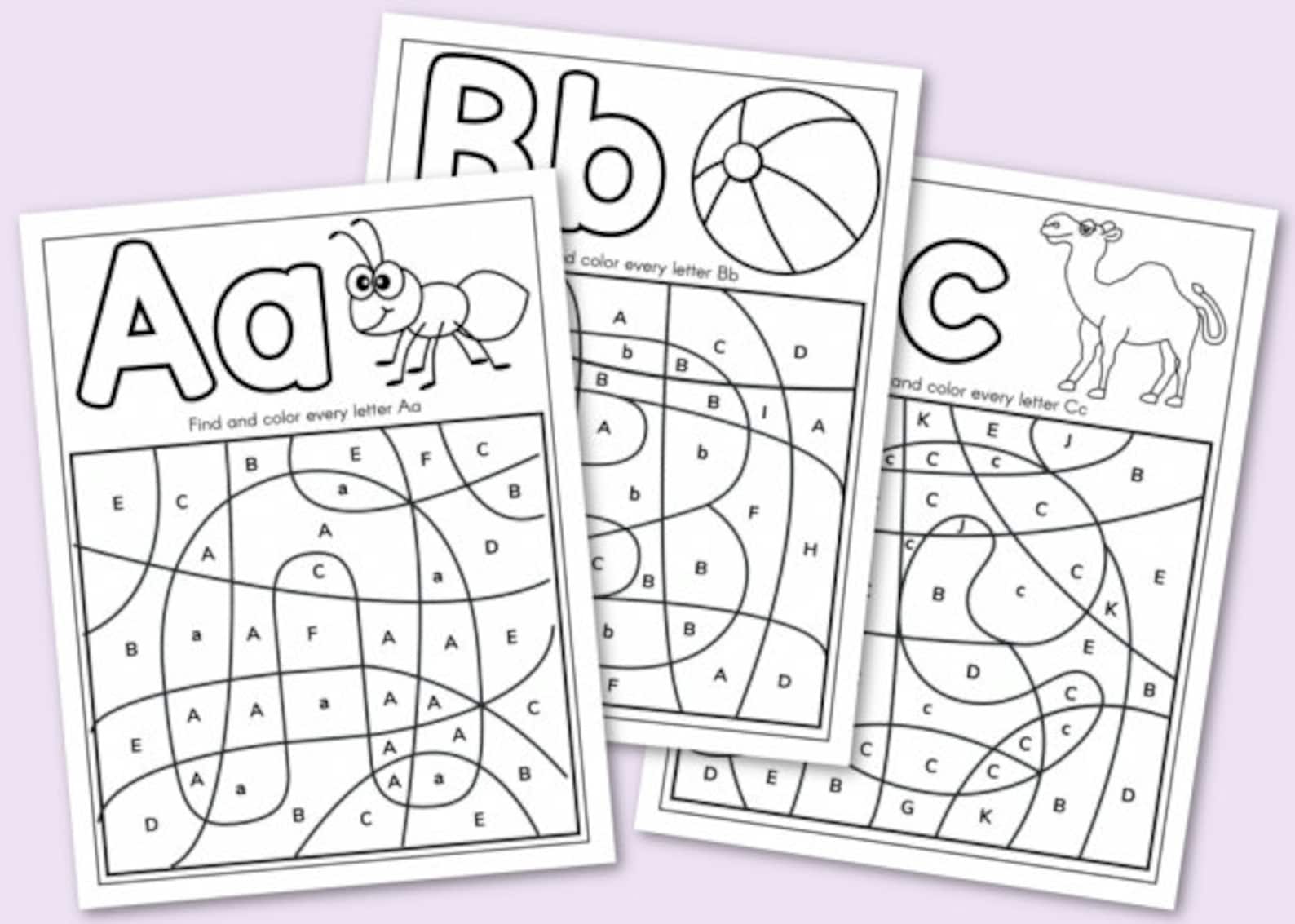 Printable Alphabet Coloring Book Set, ABC Coloring Pages Bundle ...