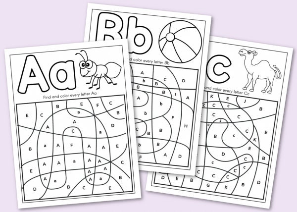 Printable Alphabet Coloring Book Set, ABC Coloring Pages Bundle ...